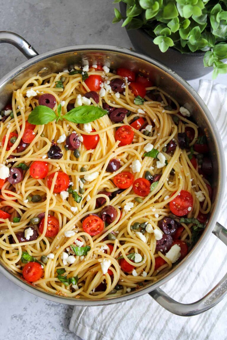 Greek Spaghetti - Simply Scrumptious Eats