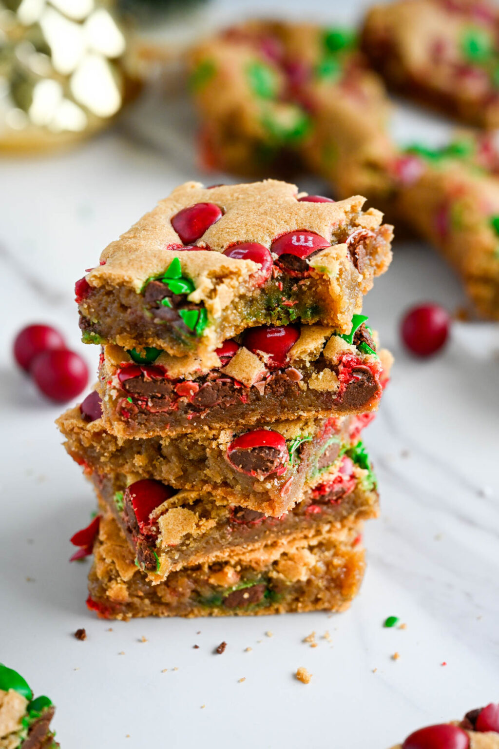 Christmas Cookie Bars (Christmas Blondies) - Simply Scrumptious Eats